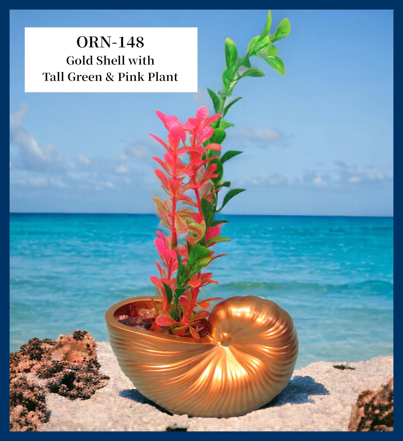Jumbo Snail Shell Aquarium Decoration With Tall Artificial Plant ...