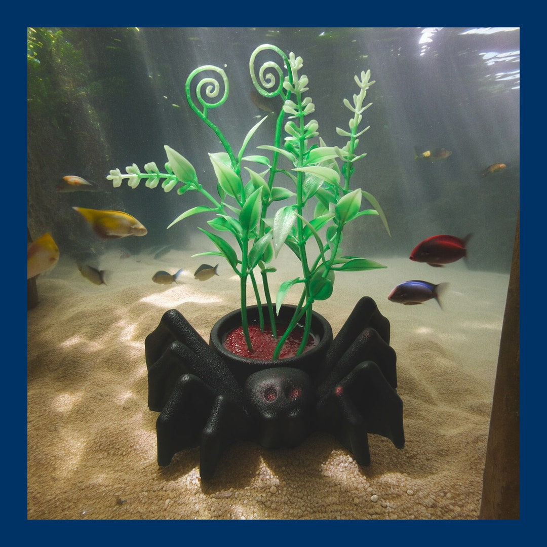 Black Widow Spider Aquarium Decoration With Strange Artificial Plant ...