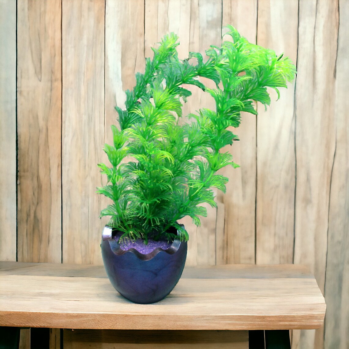 Cracked Egg Aquarium Decoration. Blue Purple With Green Artificial ...