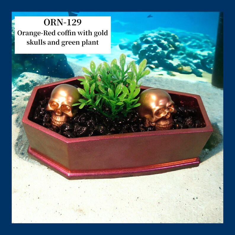Skull Coffin Aquarium Decoration With Plant. Choice of Color & Style ...