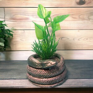 Large Snake Aquarium Decoration. Silver Blue With Green Artificial ...
