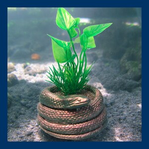 Large Snake Aquarium Decoration. Silver Blue With Green Artificial ...