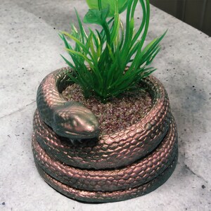 Large Snake Aquarium Decoration. Silver Blue With Green Artificial ...