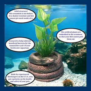 Large Snake Aquarium Decoration. Silver Blue With Green Artificial ...