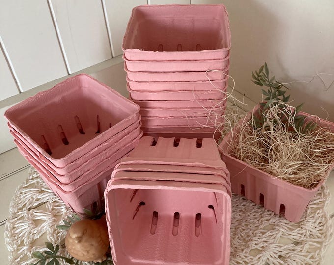 Pastel Berry Baskets, Natural Kraft, Strawberry Basket, Pink Berry ...