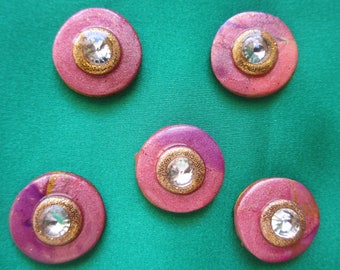 Pink Crystal Buttons | Etsy