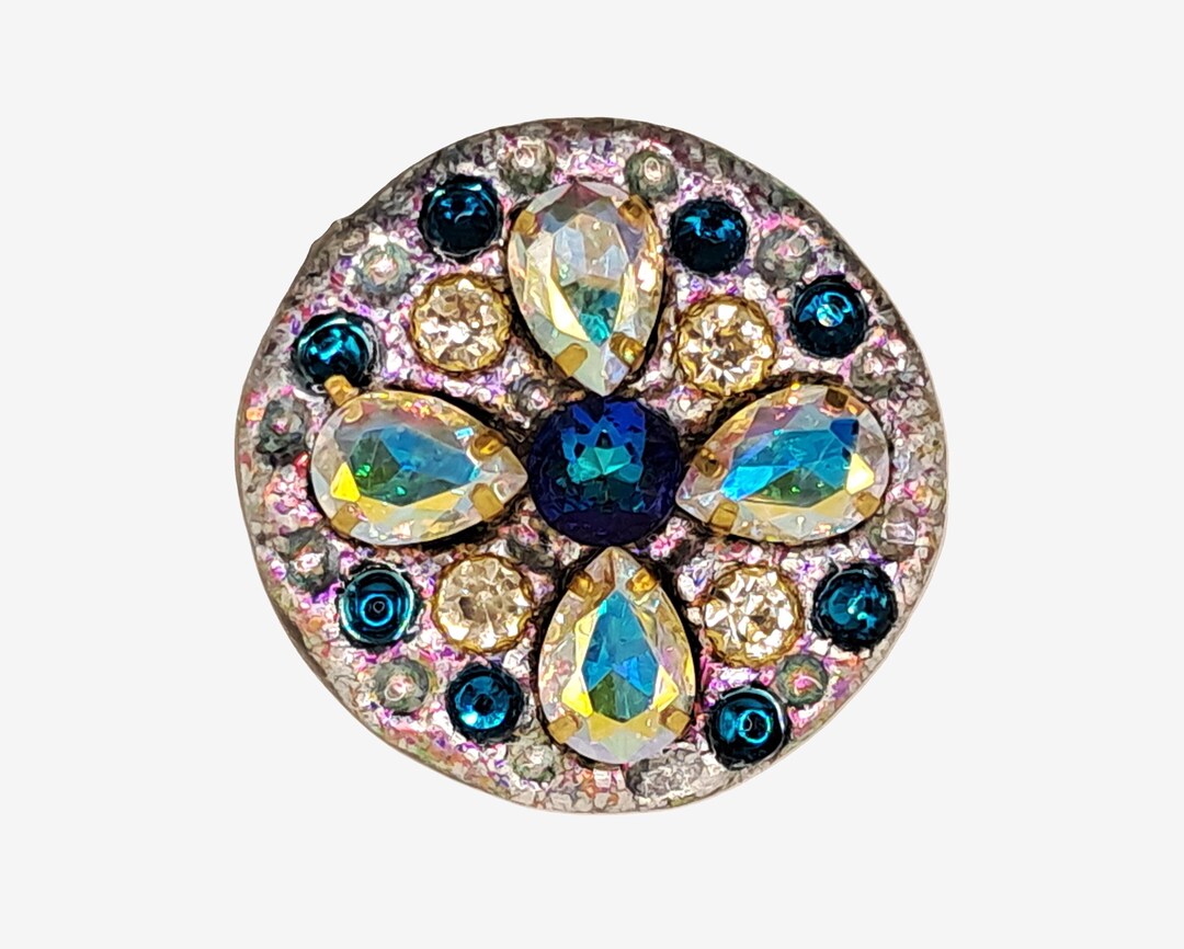 Large Blue Crystal Button for Costumes and Craft. Designer Handmade ...