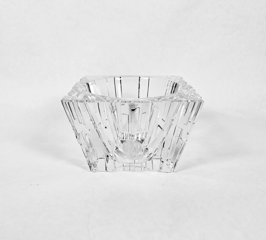 Mid Century Orrefors Square Crystal Bowl - Etsy