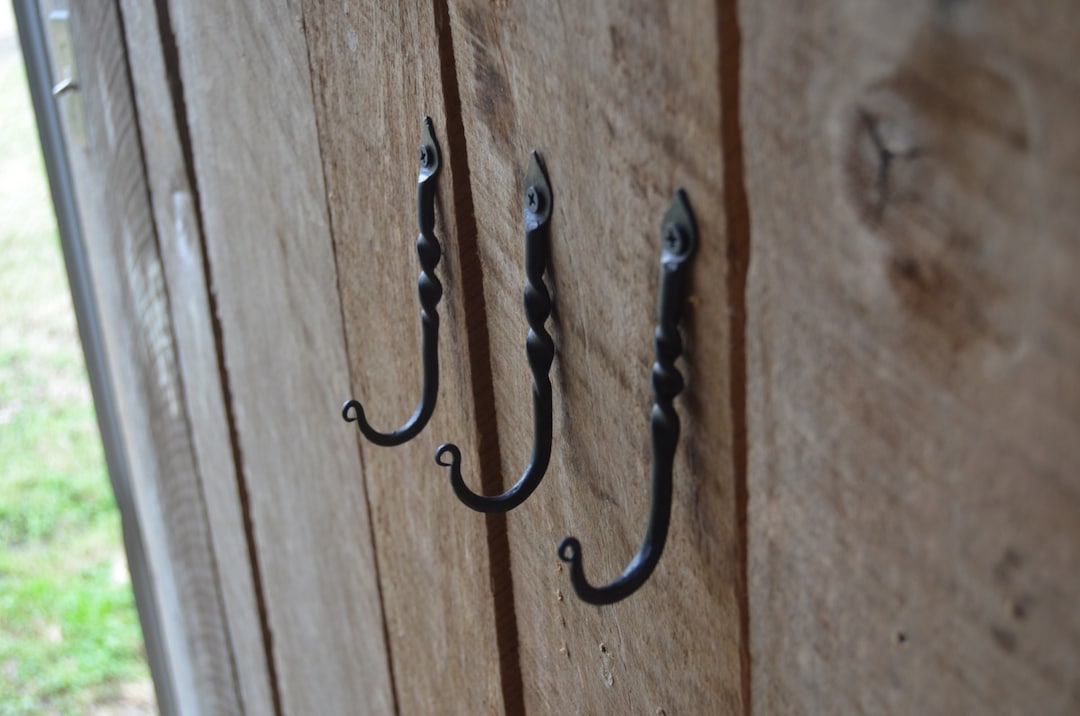 Deluxe Small Wrought Iron Wall Hook (set of 3) - Etsy