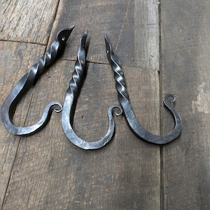 Large Wrought Iron Twisted Wall Hook Set of 3 - Etsy