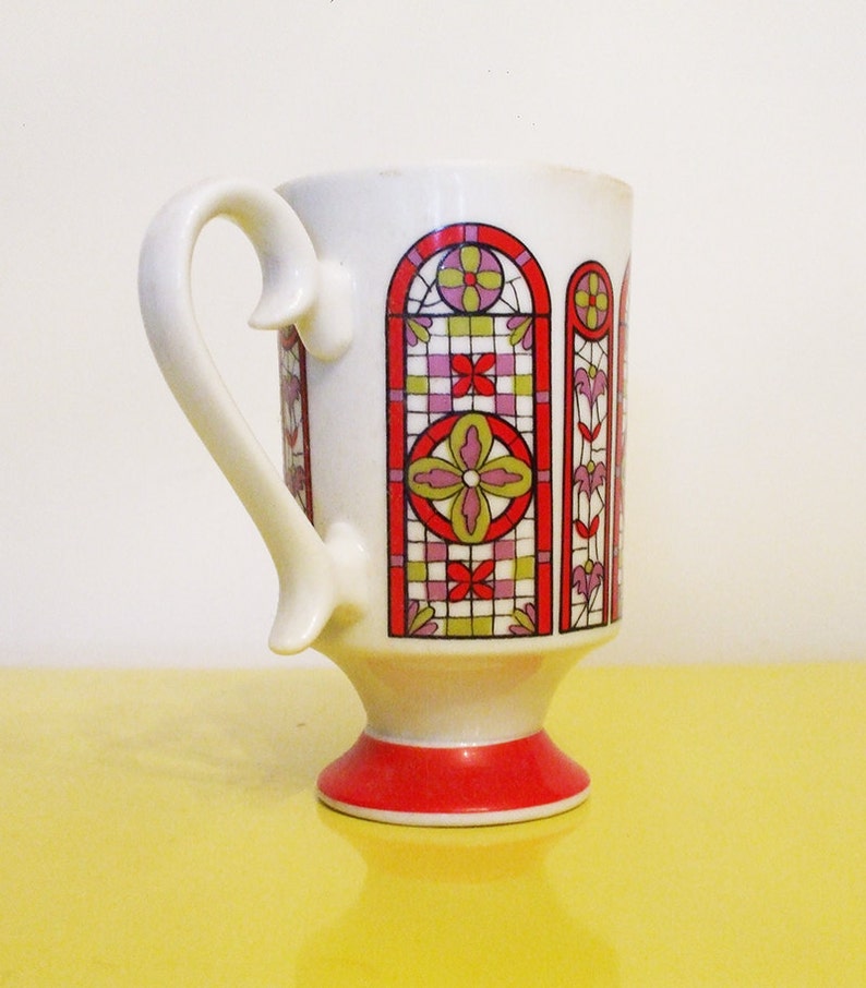 Vintage 1970s Stained Glass Coffee Cup Etsy