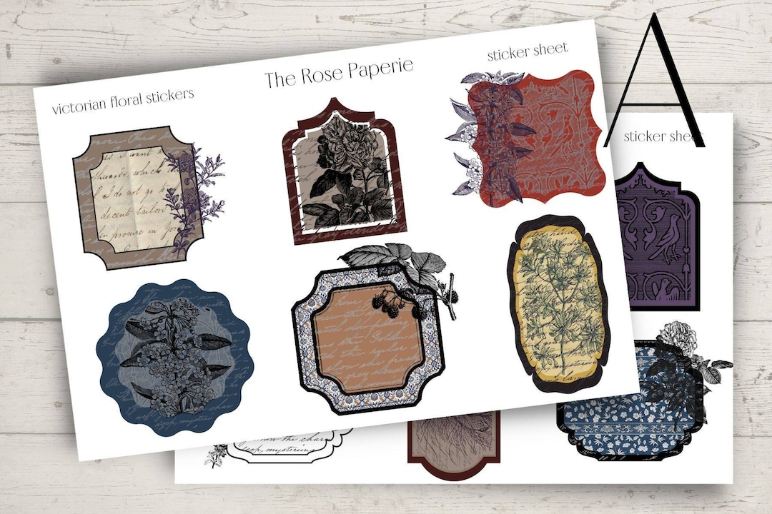 Victorian Florals Vintage Sticker Sheet for Journals, Planners ...