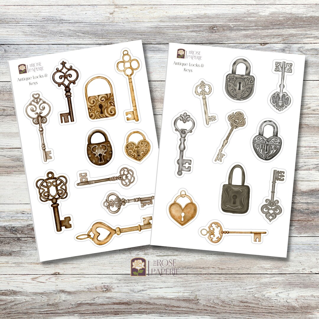Antique Locks and Keys Sticker Sheet for Journals, Planners ...