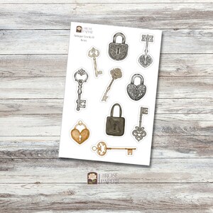 Antique Locks and Keys Sticker Sheet for Journals, Planners ...