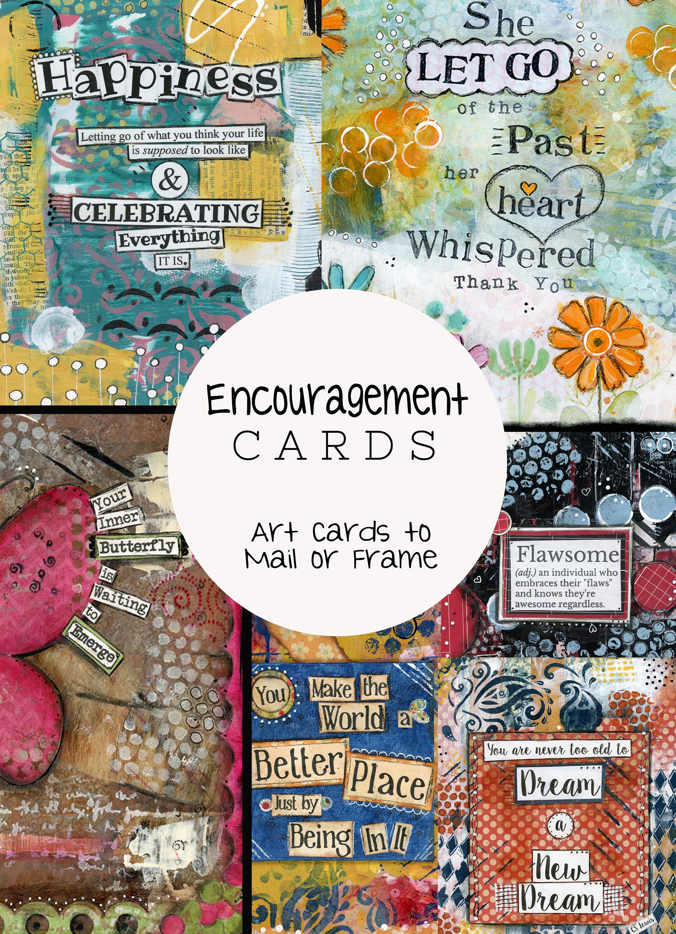 Encouragement Mixed Media Cards to Mail or Frame | Etsy