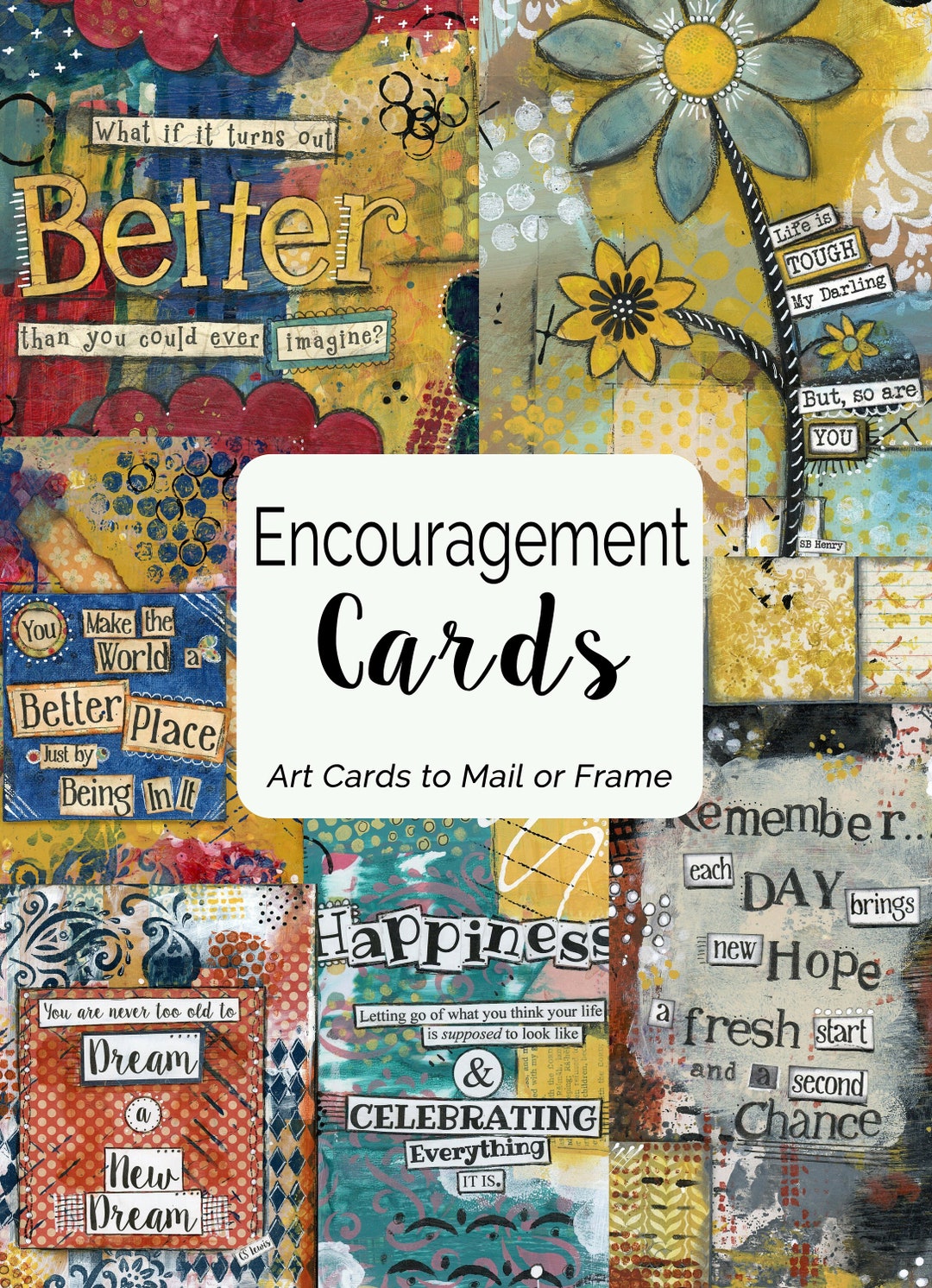 Encouragement Mixed Media Cards to Mail or Frame, Inspirational Card ...