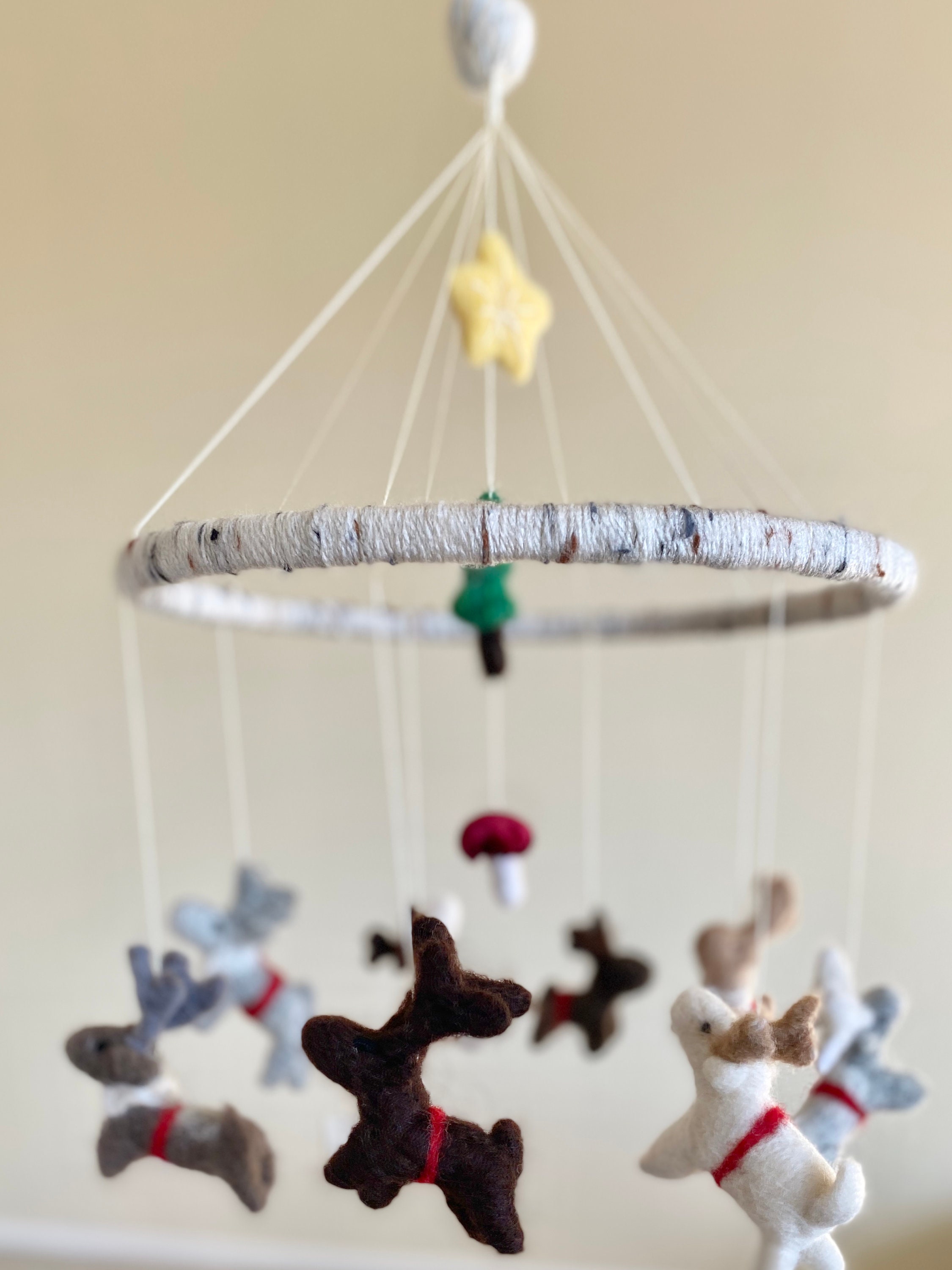 Eight Tiny Reindeer Mobile - Etsy