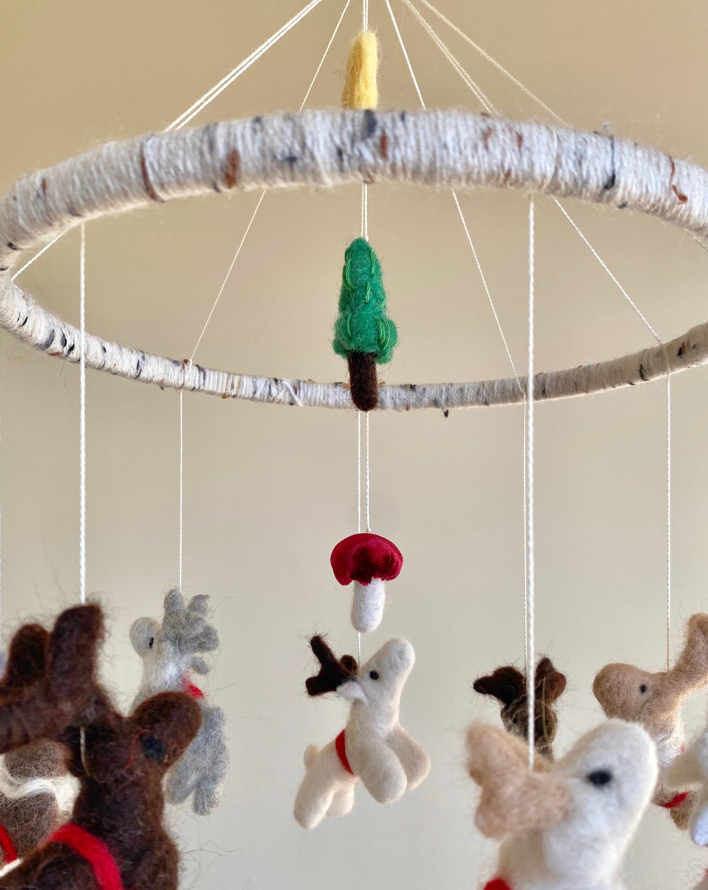 Eight Tiny Reindeer Mobile - Etsy