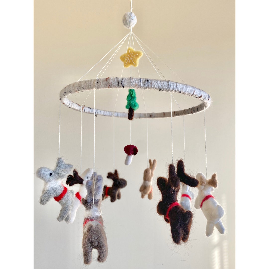 Eight Tiny Reindeer Mobile - Etsy