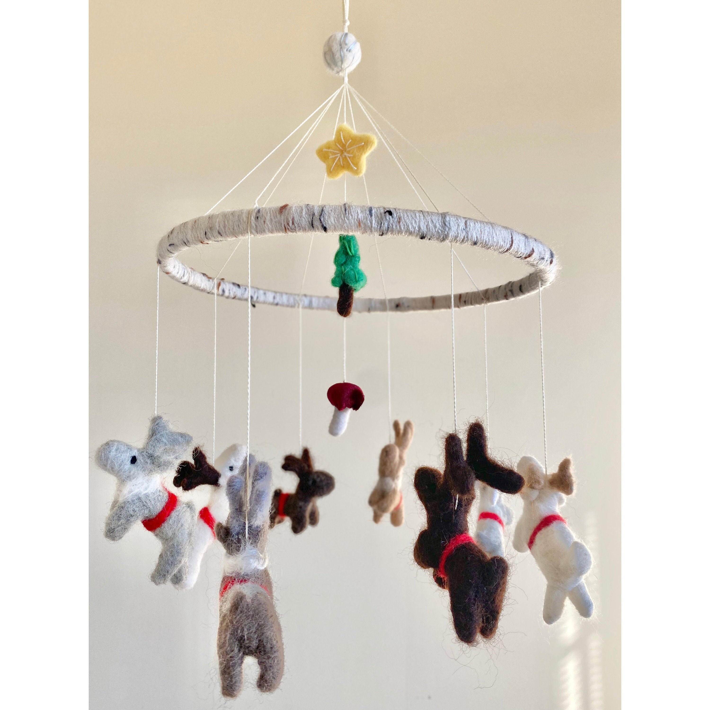 Eight Tiny Reindeer Mobile - Etsy