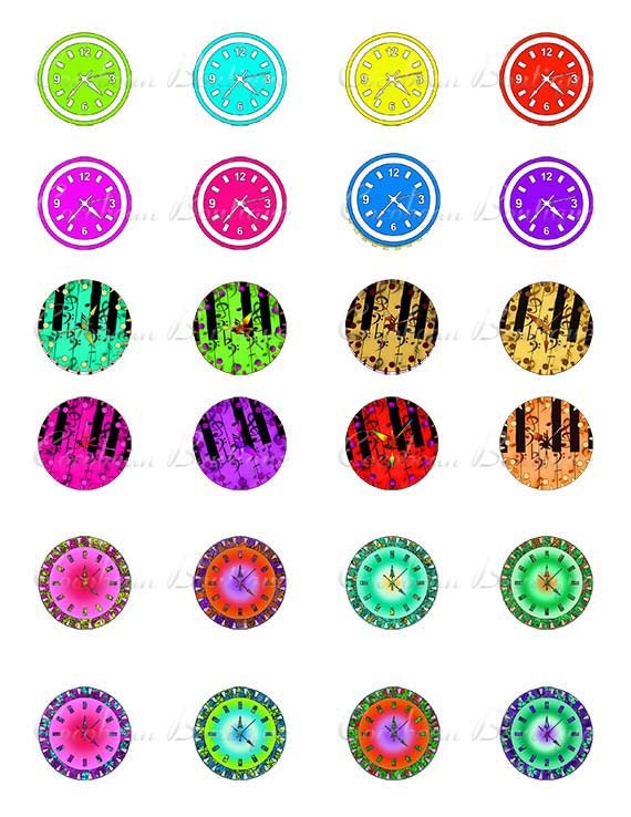 Bright Colored Clock Collage Sheet for Your Crafting Projects. - Etsy