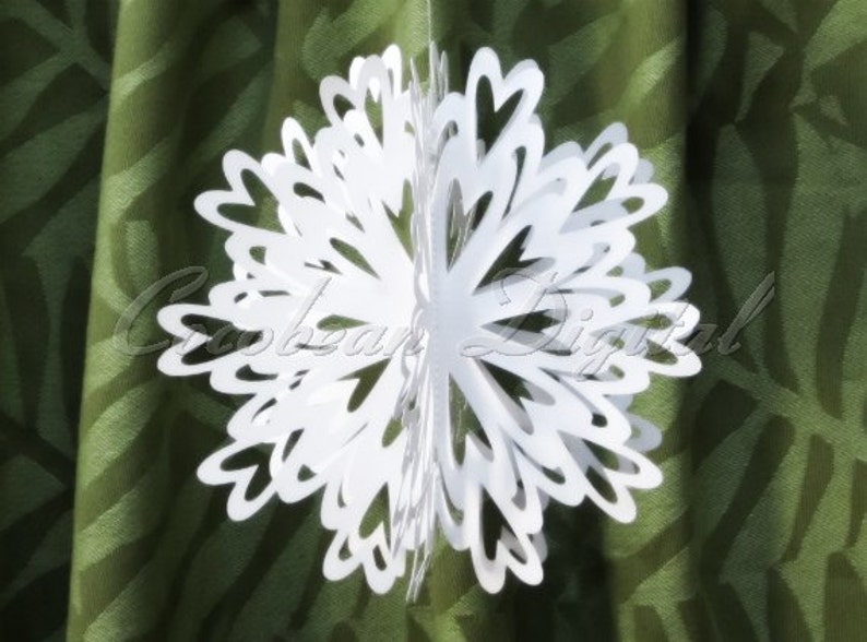 Holiday Winter Christmas Valentine Heart Paper 3D Snowflake | Etsy