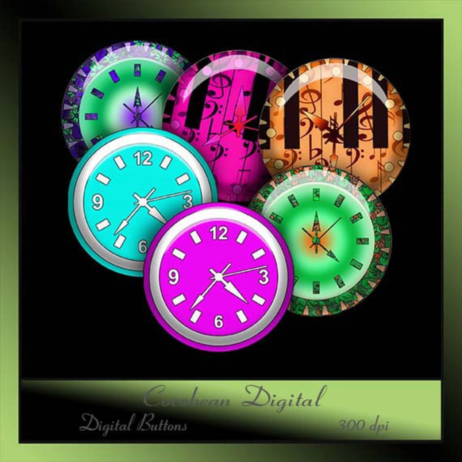 Bright Colored Clock Collage Sheet for Your Crafting Projects. - Etsy