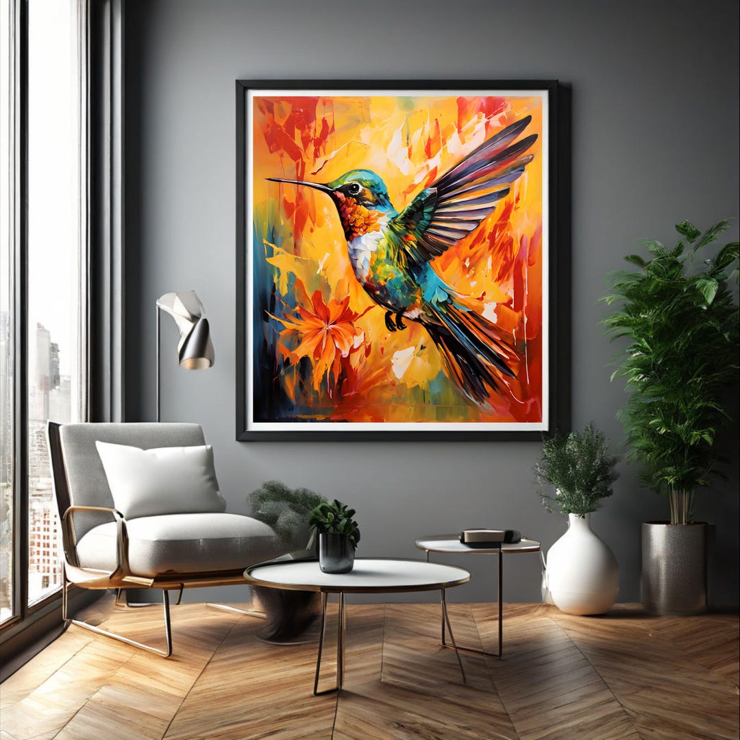 Vibrant Hummingbird Abstract Art: Digital Download for Modern Home ...