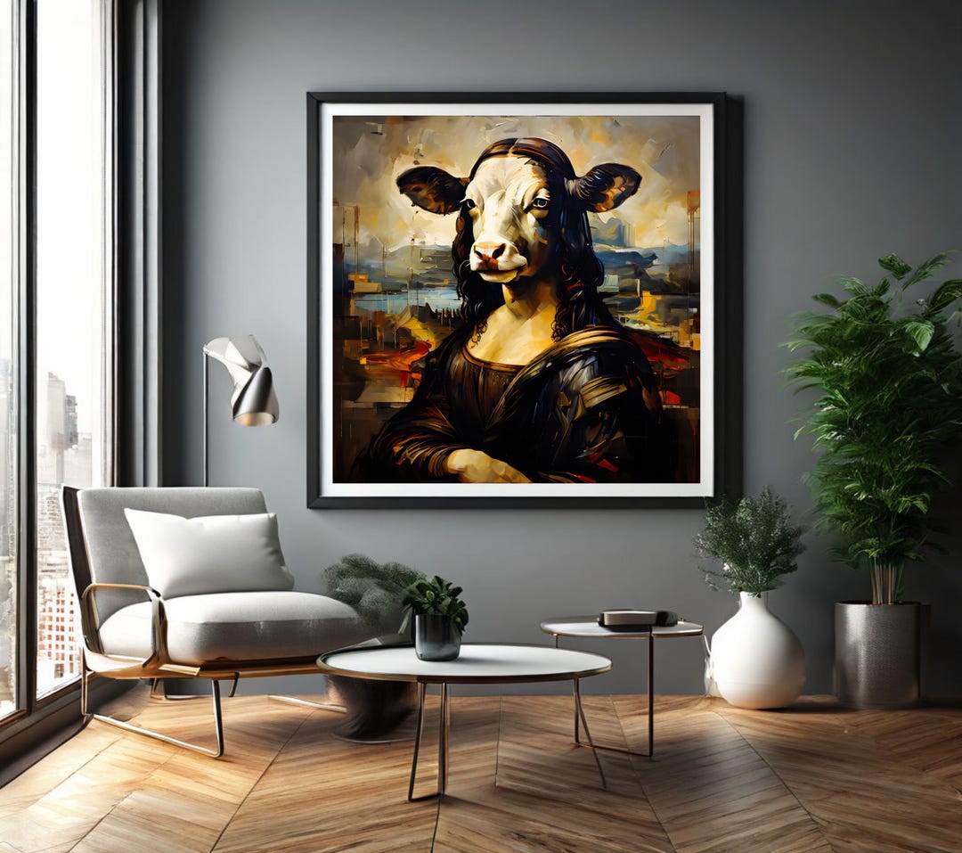 Abstract Mona Lisa Cow Painting: Digital Download Wall Art for ...