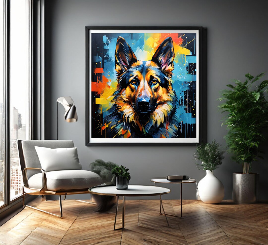 Abstract German Shepherd Dog Digital Painting Print - Downloadable Wall ...