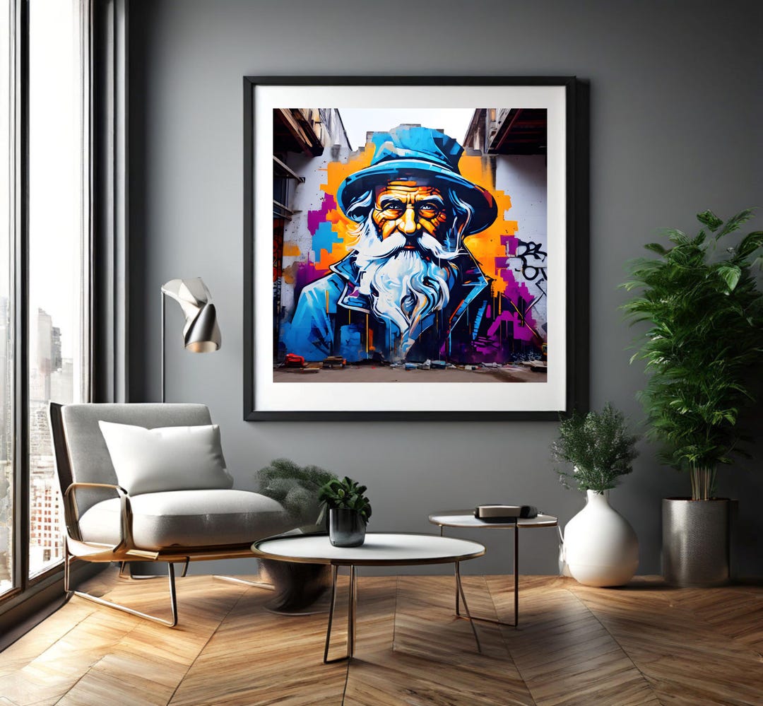 Abstract Graffiti Old Man Digital Print: Urban Wall Art Download for ...