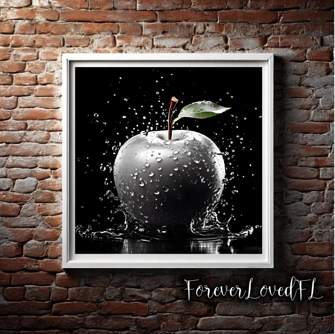 Modern Apple Wall Art: Digital Painting Print for Home Decor - Instant ...