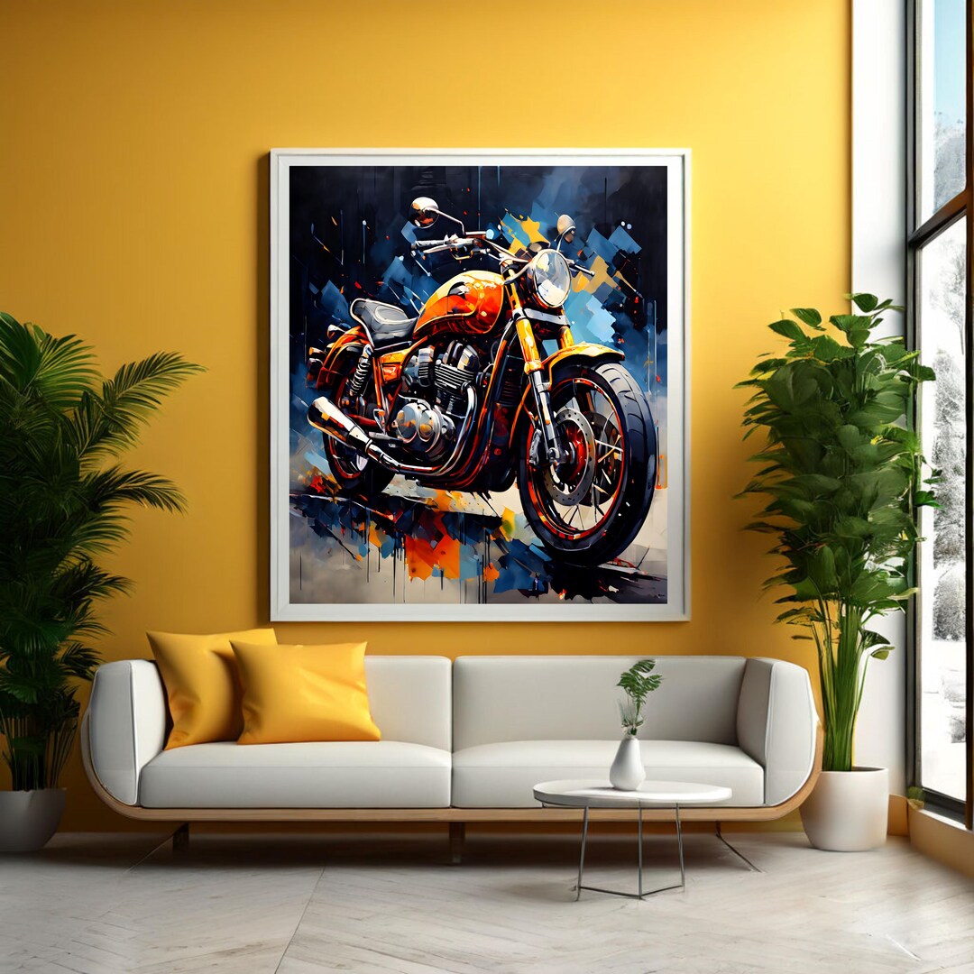 Abstract Motorcycle Digital Art Print: Vibrant Downloadable Modern ...