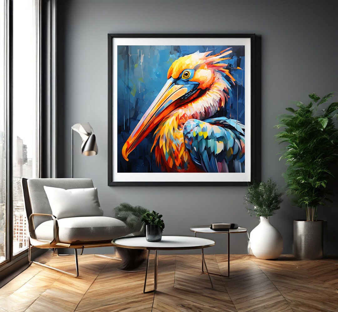 Abstract Pelican Digital Painting: Modern Wall Art Print for Home Decor ...