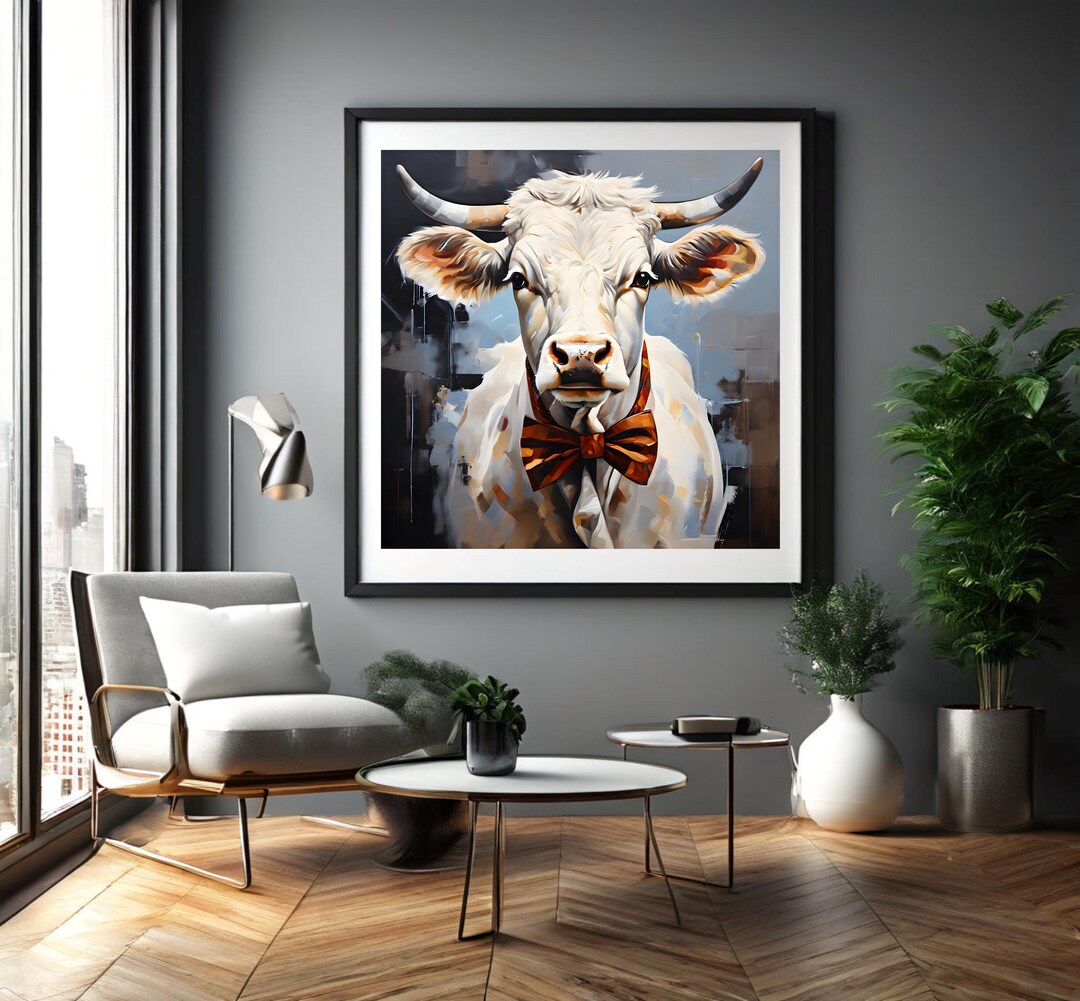 Whimsical Cow Abstract Art Print: Digital Download for Farmhouse Wall ...