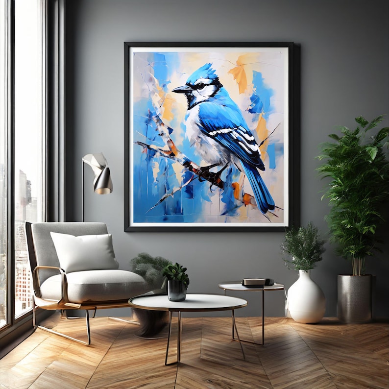 Blue Bird Abstract Digital Art Print: Vibrant Avian Wall Decor for ...