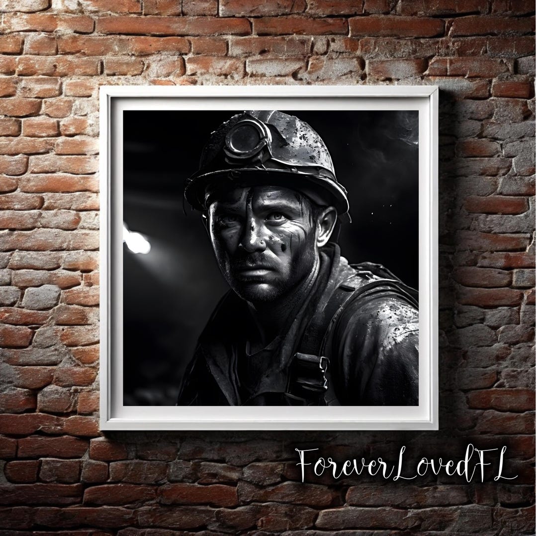 Coal Miner Portrait Digital Painting - Instant Download Wall Art Decor ...