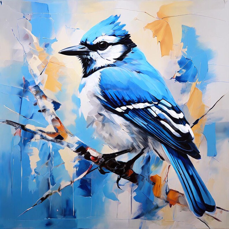 Blue Bird Abstract Digital Art Print: Vibrant Avian Wall Decor for ...