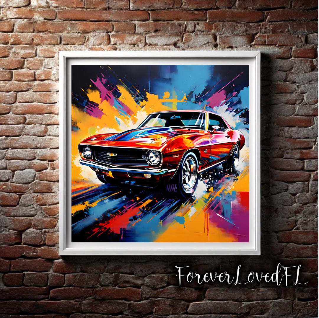 Vintage Chevy Camaro Abstract Wall Art: Digital Print for Classic Car ...