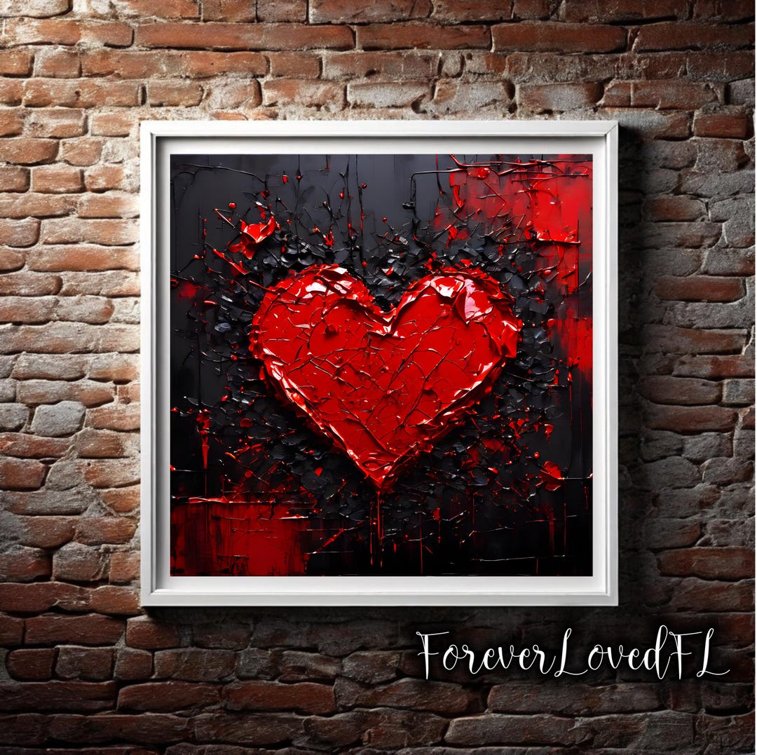 Painting Digital Download Print Wall Art Decor, Heartbreak Love Heart ...
