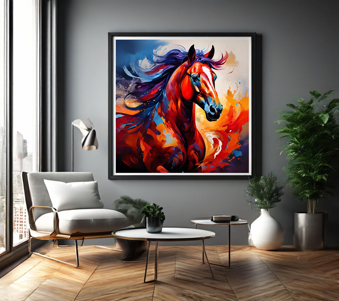 Abstract Horse Wall Art: Digital Download Painting Print for Modern ...