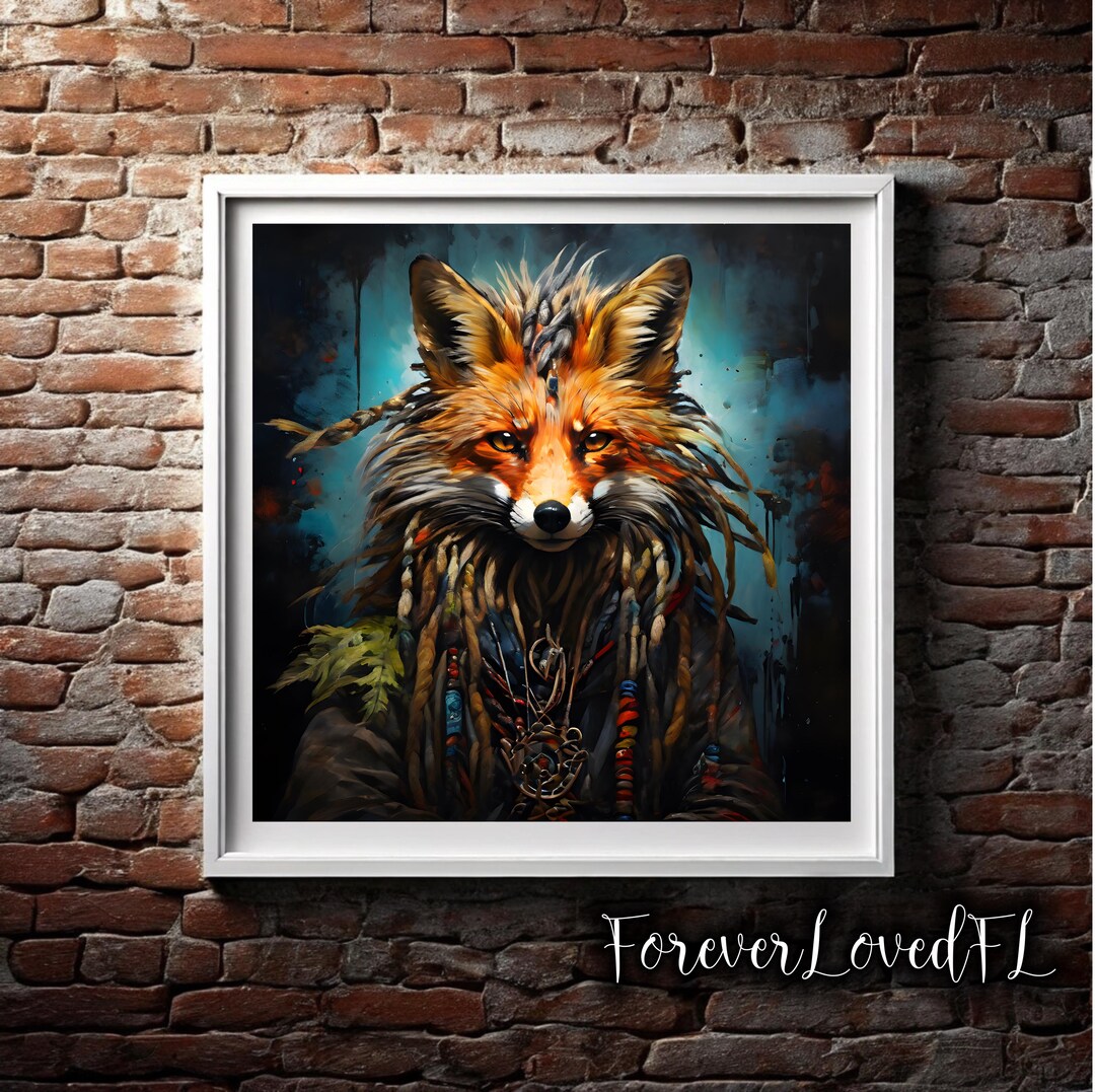 Painting Digital Download Print Wall Art Decor, Fox, Fox With Dreads - Etsy