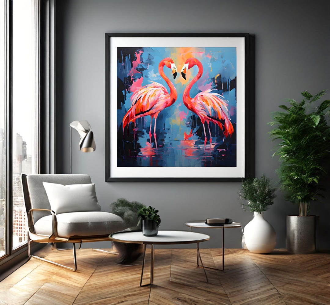 Abstract Painting Digital Download Print Wall Art Flamingo Flamingos - Etsy