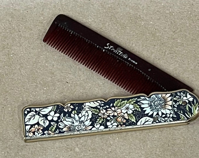 Vintage Folding Comb Stratton England/floral Comb Case/hair Accessories ...