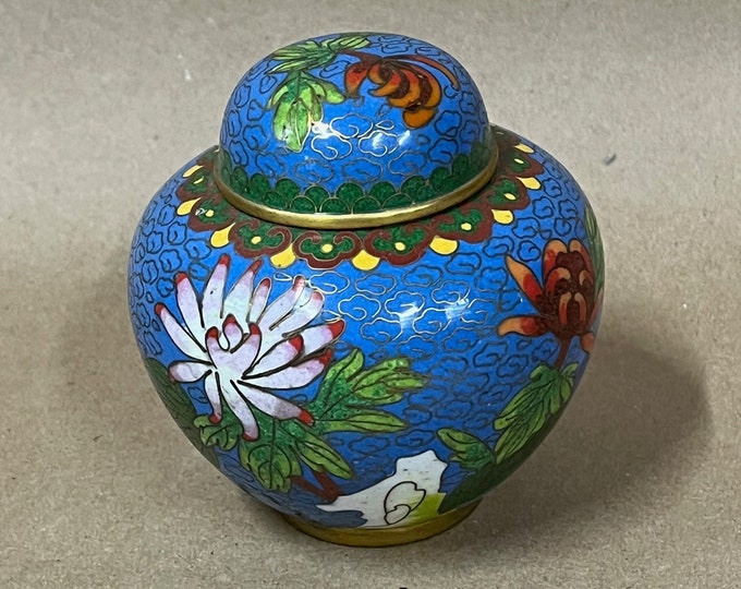 Small Cloisonne Jar With Lid/enamel and Brass Miniature Ginger Jar ...