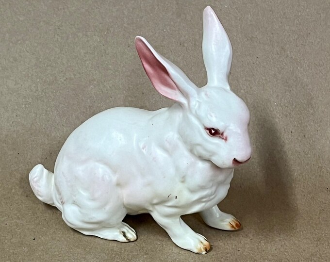 Vintage Ceramic Porcelain White Rabbit With Pink Eyes/made in Japan Mid ...