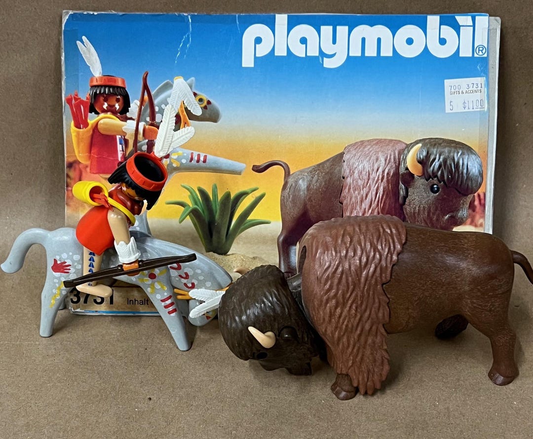 Playmobil Western Figures Set 3731/playmobil Native American/buffalo ...