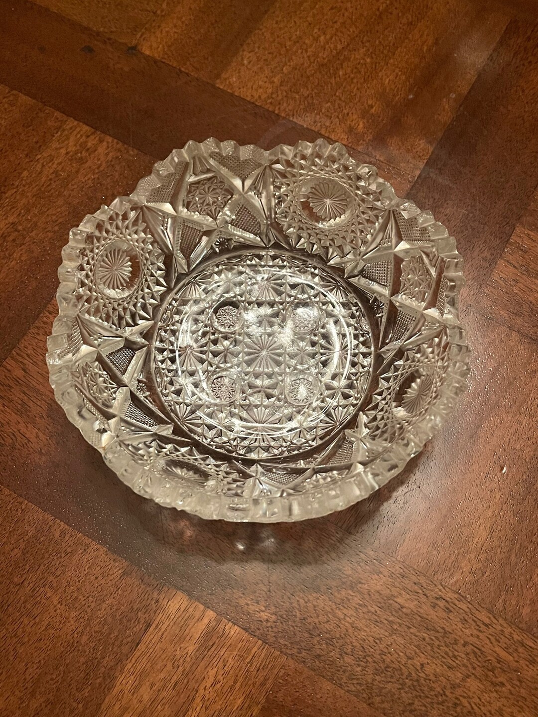 7 Cut Glass Dish/vintage Candy Dish/trinket Dish/american Antique Cut ...
