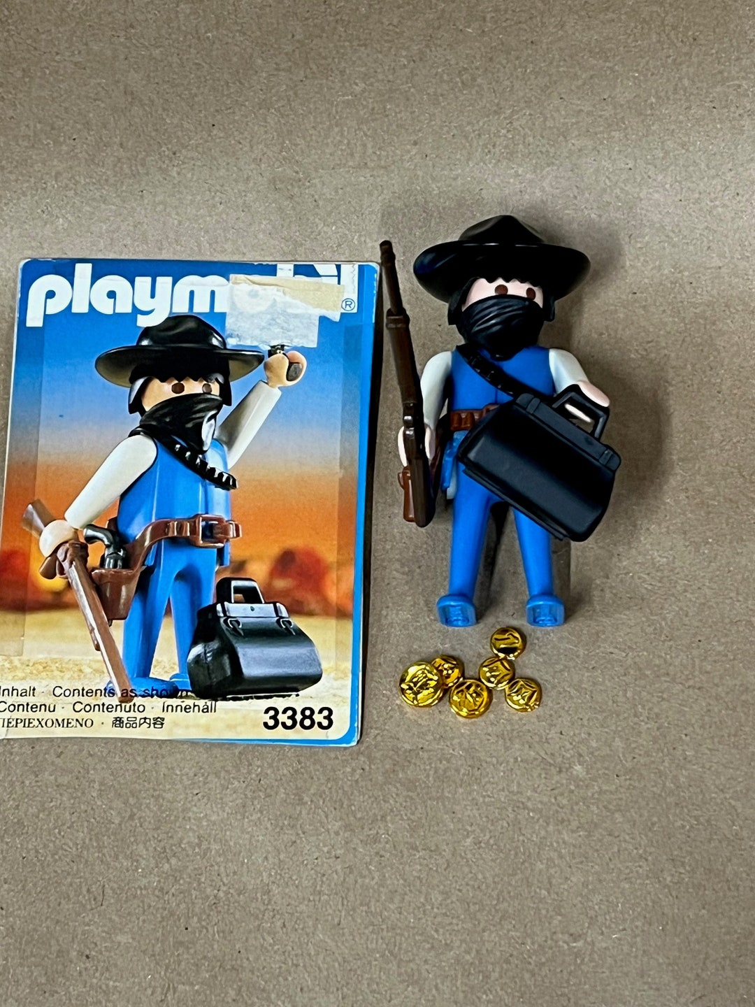 Playmobil 3383 Western Bandit Bank Robber/wild West Toys/cowboy Action Figure/bag of Money/extra ...