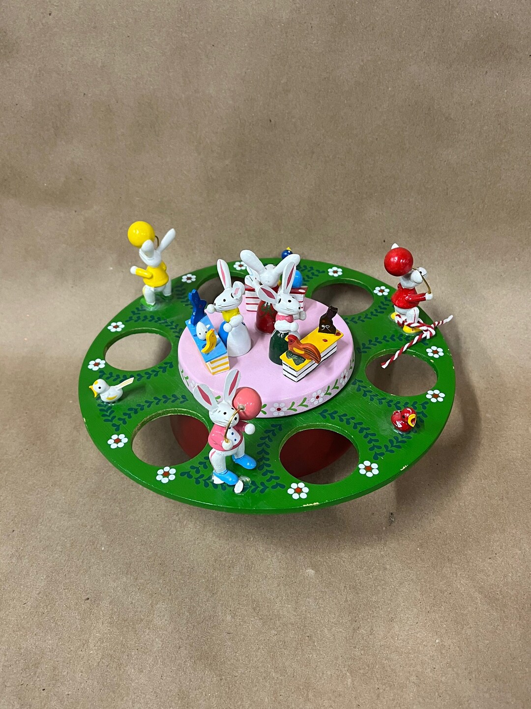 MSR Imports/musical Easter Decoration/vintage 1982/wooden Easter Bunny ...